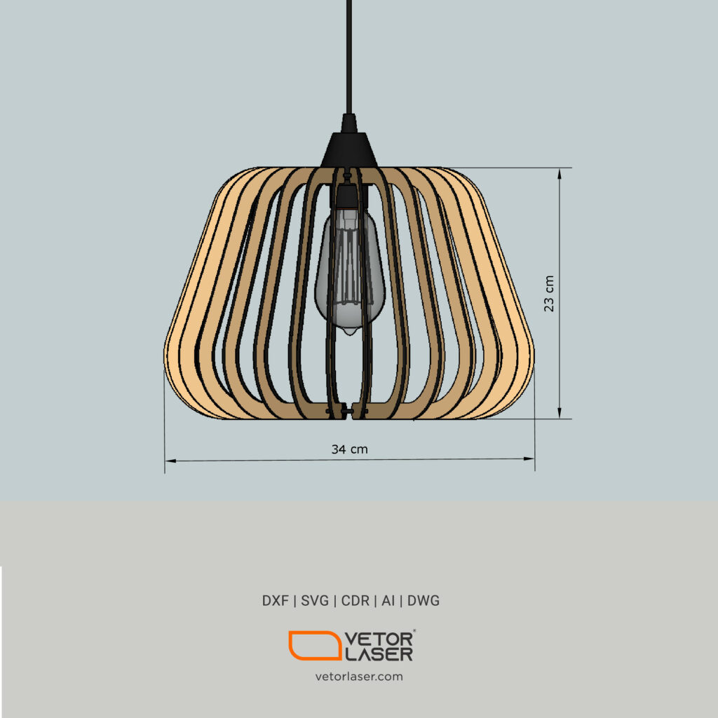 Laser Cut File Pendant Lamp Lighting Fixtures Project Template SVG DXF ...