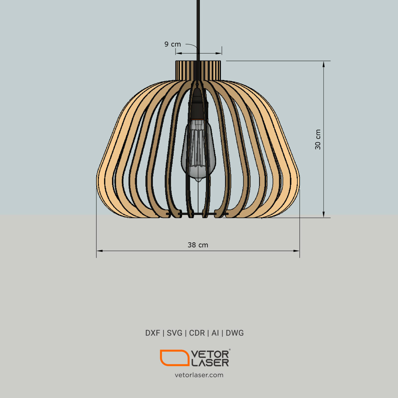 Laser Cut File Pendant Light Lamp Project Template SVG DXF – VLP8221